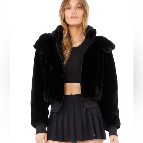 ALO Yoga | Jackets & Coats | Alo Yoga Hooded Faux Fur Foxy Jacket In ...